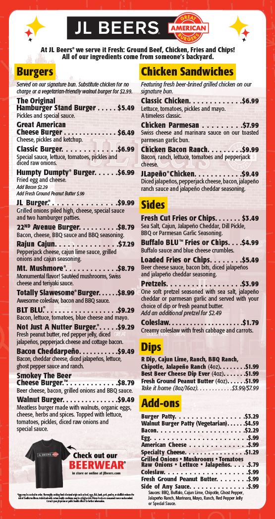 Menu - JL Beers Minot